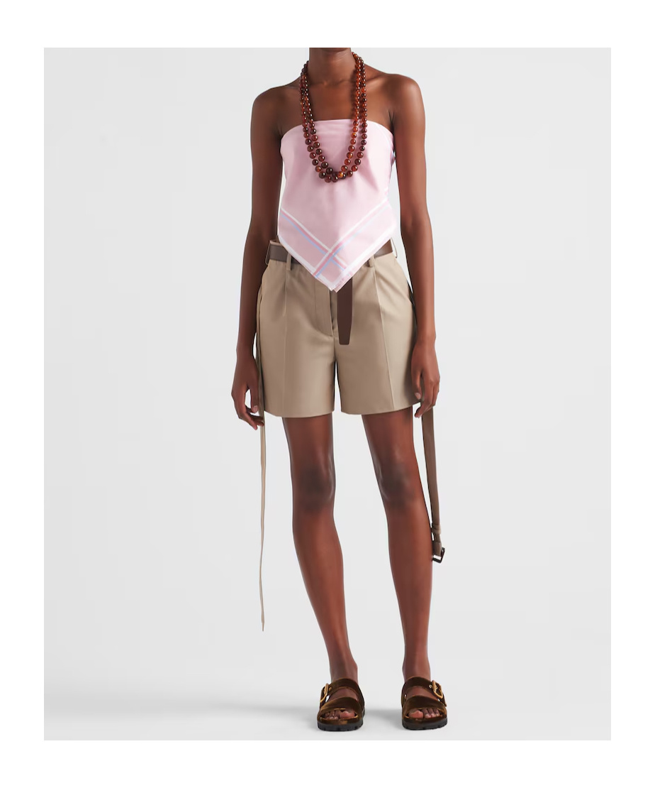 PRADA Prada Belted Gabardine Shorts